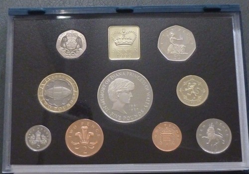 1999 UK 9-Coin Royal Mint Proof Year Set Includes Diana £5, rugby £2 ...