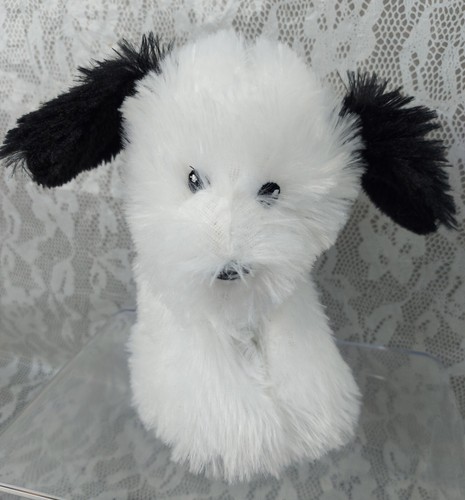 Greenbrier Fuzzy Friends Puppy Dog White Black 7" Plush Stuffed Animal ...