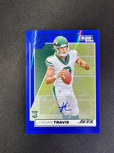 2024 Panini Zenith Jordan Travis RC Auto Blue Red Zone #160 Jets Rookie ...