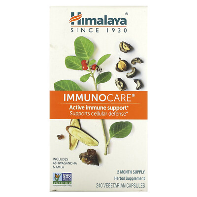 Himalaya ImmunoCare 240 Vegetarian Capsules Dairy-Free, Gluten-Free ...