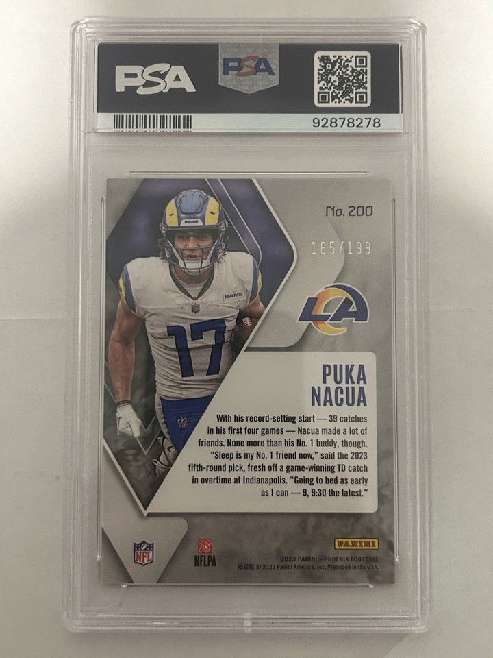 2023 Panini Phoenix Puka Nacua Pink Prizm Rookie #'D /199 #200 PSA 10 ...