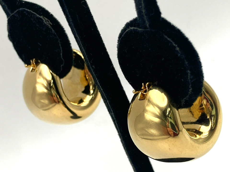 14k Gold Milor Italy Wide Fat Chunky Hoop Earrings 9.4 grams | eBay
