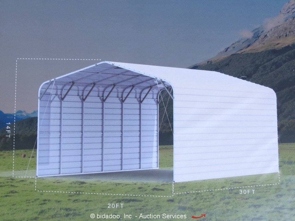 AllMetal K2030 20' x 30' Metal Garage Steel Carport Outdoor Storage ...