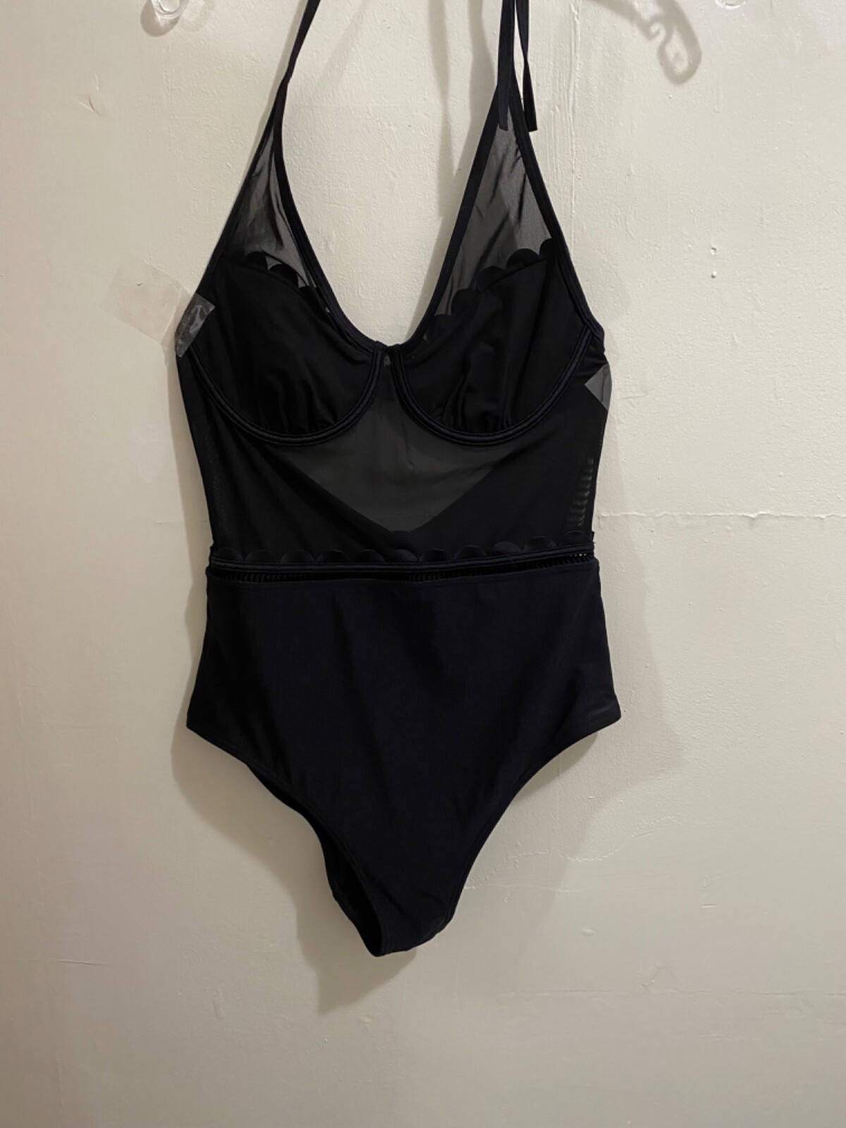TED BAKER Black Scalloped/Mesh One Piece Swimsuit Si… - Gem