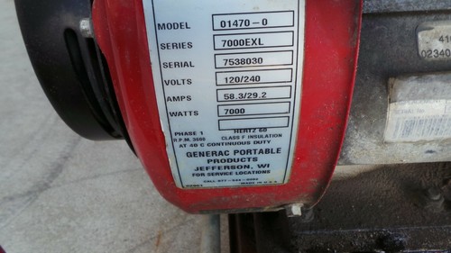 Generac 7000 EXL 7000 Watt Portable AC Generator Electric Start (110447 ...