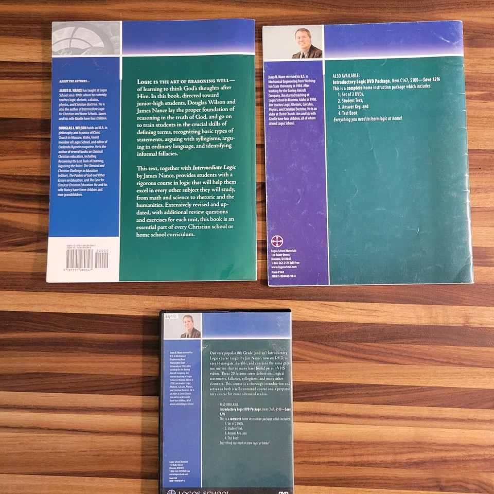 Canon Press Introductory Logic -DVD, Answer Key, Tests SET Homeschool ...