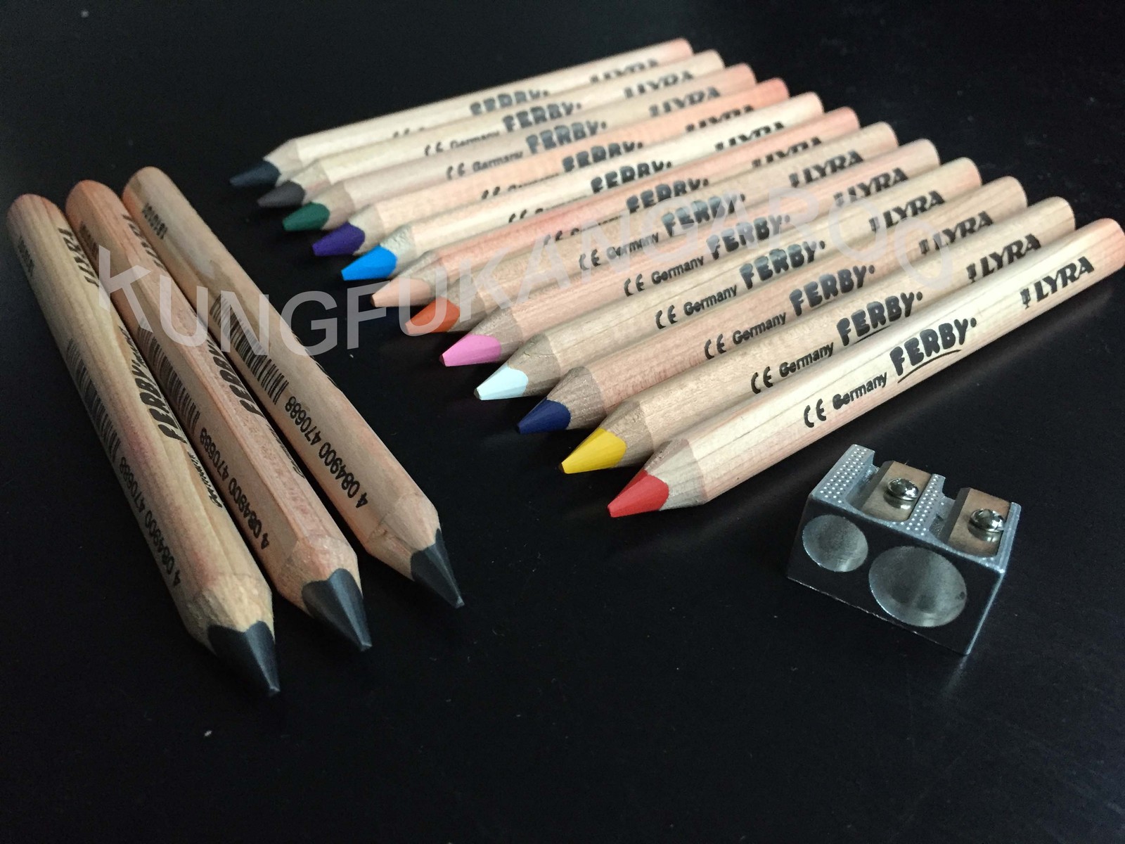 3 x LYRA FERBY CHUNKY TRIANGULAR JUMBO PENCILS & 12 PENCIL CRAYONS KIDS ...