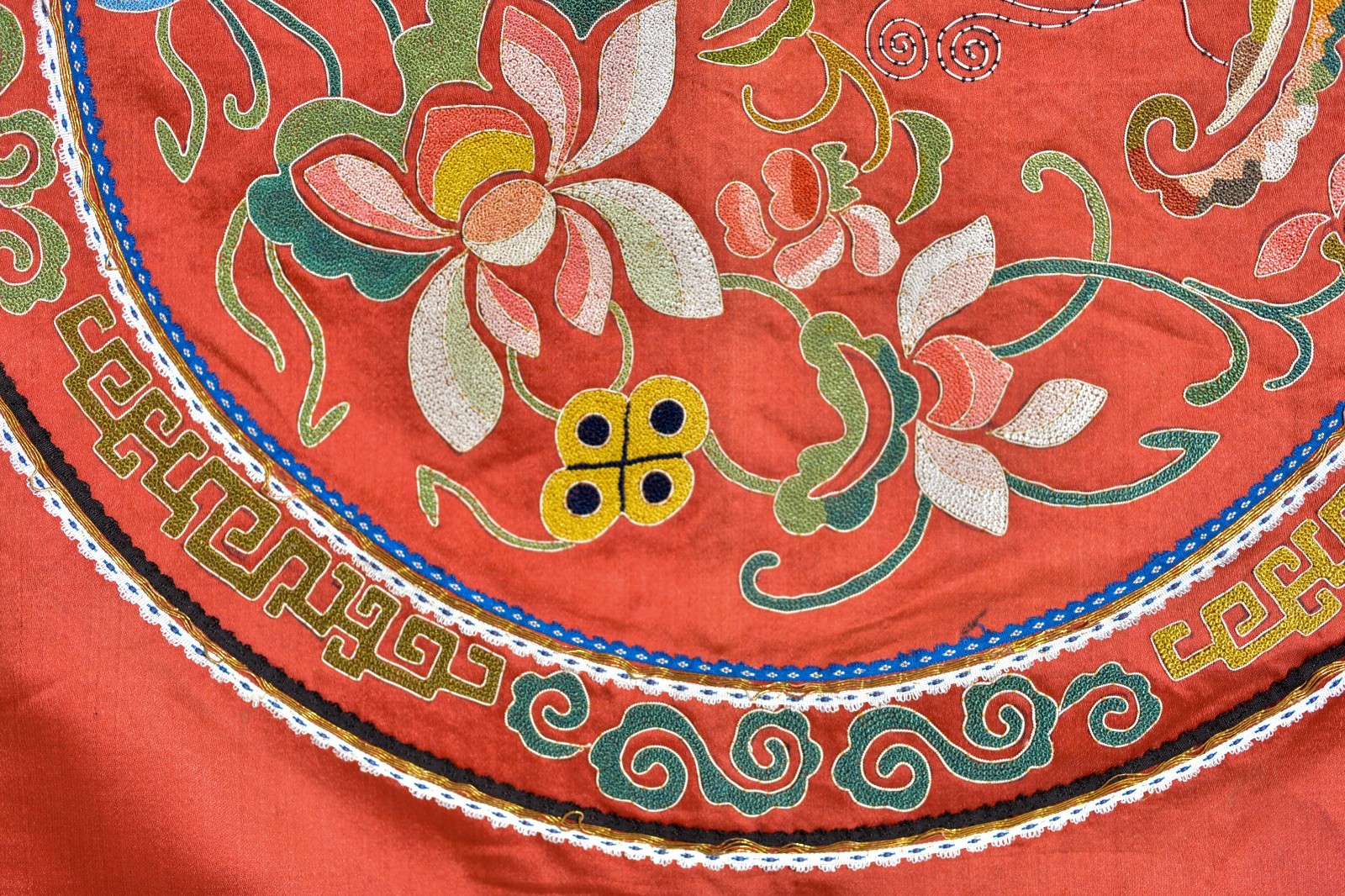 WONDERFUL ANTIQUE CHINESE ROUNDEL SILK EMBROIDERY TEXTILE BADGE | eBay