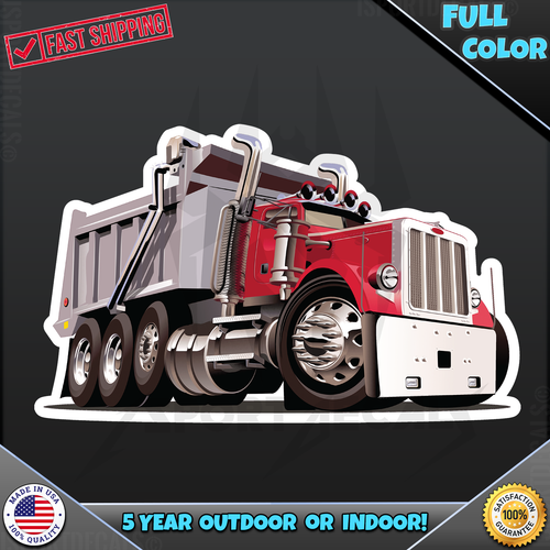 Red Semi Dump Truck Driver Trucker 18 Wheeler Outdoor VINYL DECAL ...