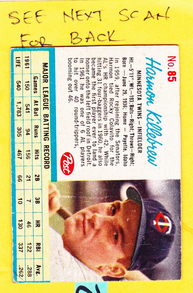 Post Baseball 1961 1962 1963 Yankees Tigers Jello all Teams AVG ex or ...