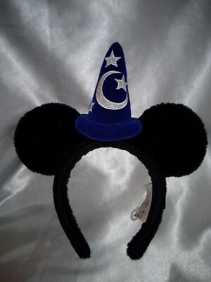 DISNEY PARKS MICKEY MOUSE EARS FANTASIA WIZARD SORCERER PLUSH MOON ...