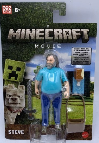 Minecraft Movie: Steve Action Figure Jack Black W/Sword Chicken Leg ...