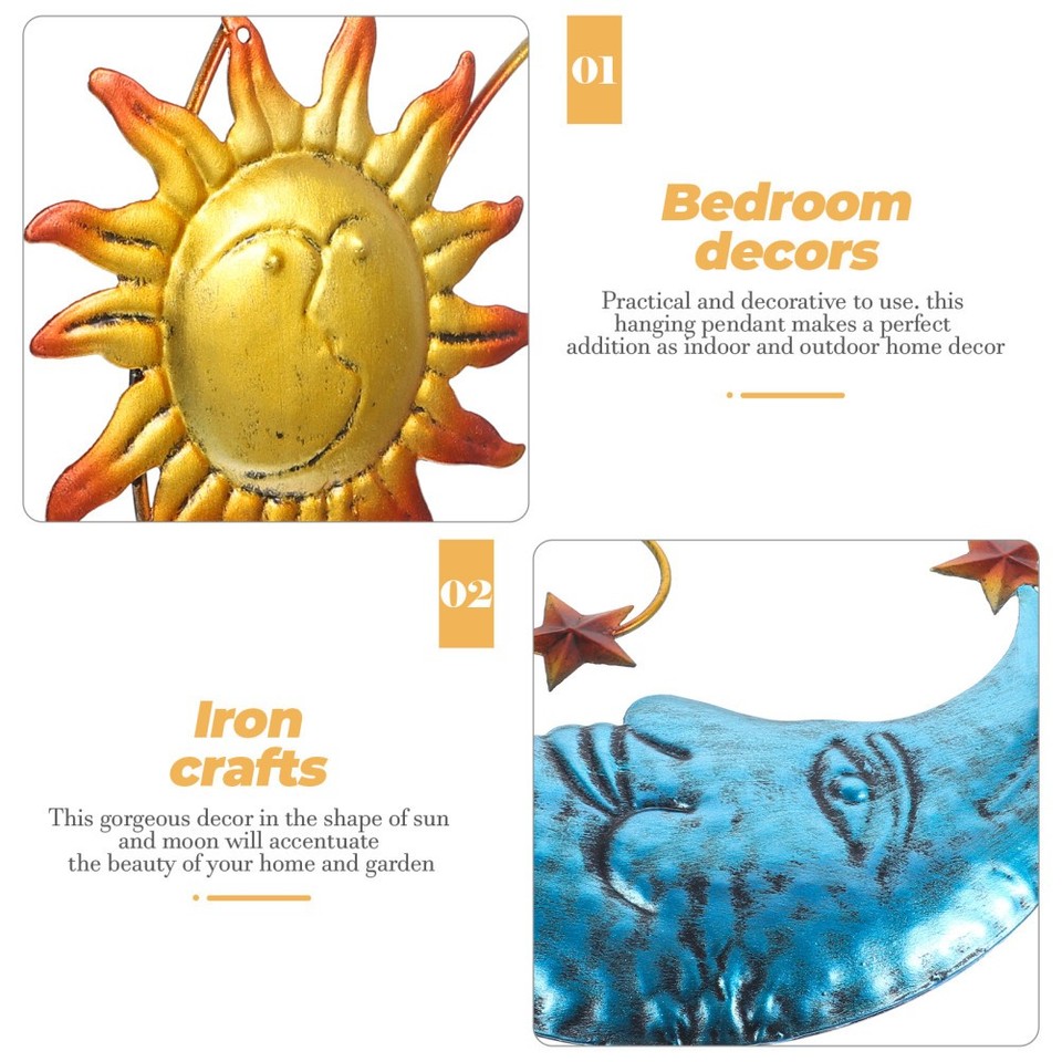 Sun And Moon Iron Wall Pendant Hanging Decoration For Yard And Home ...