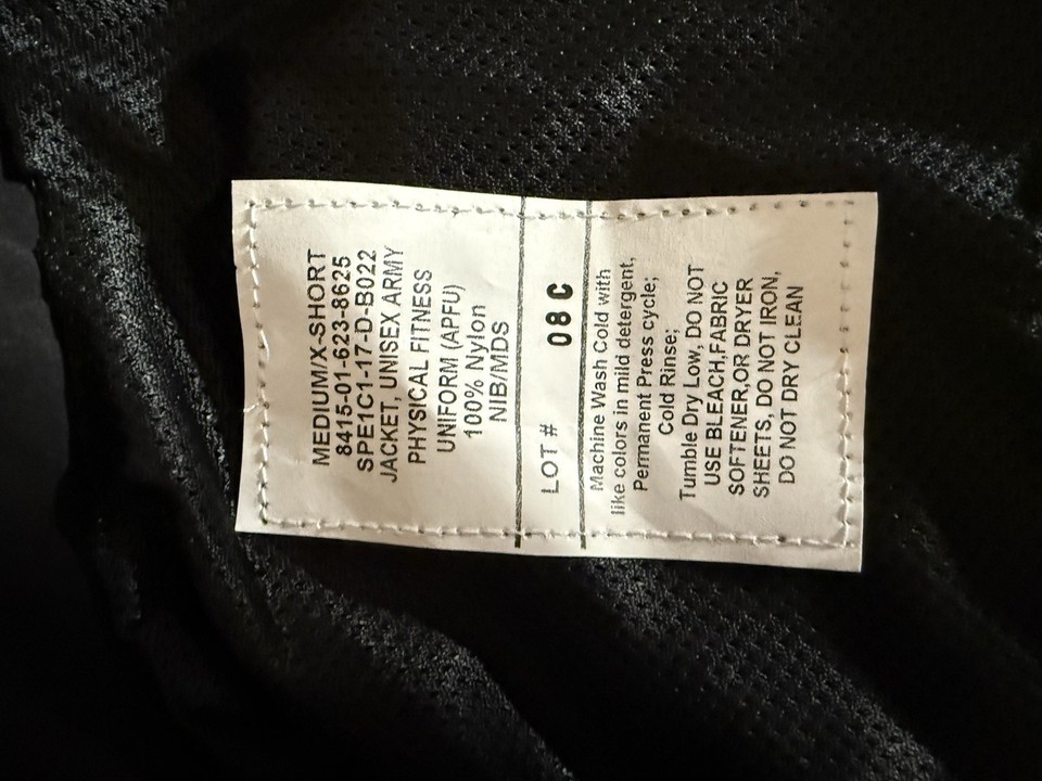 Army Physical Fitness Uniform jacket APFU Medium X Short Unisex PT ...