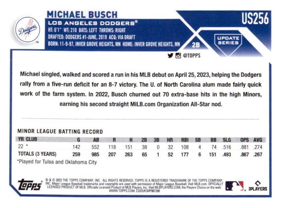 2023 Topps Chrome Update #USC204 Michael Busch Refractor | eBay
