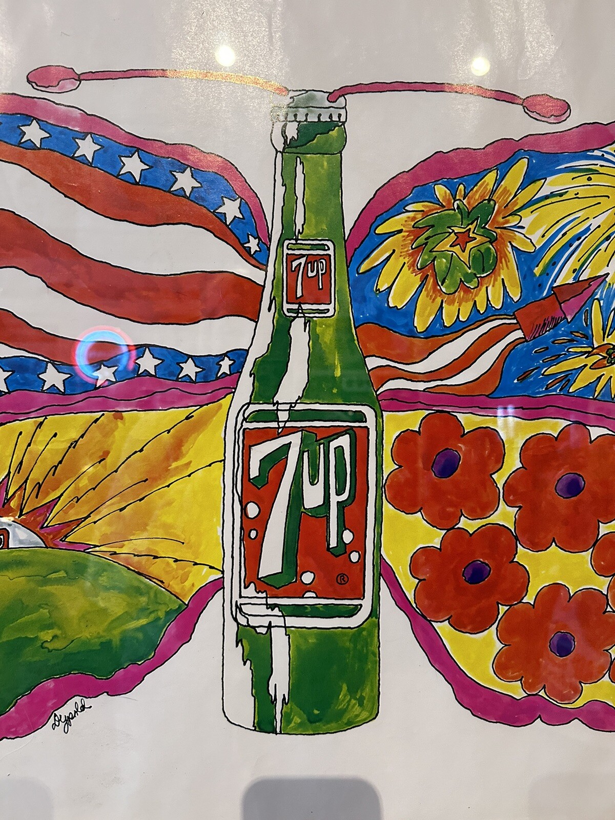 7UP butterfly peter max inspired poster pat dypold art beautiful 1970s ...
