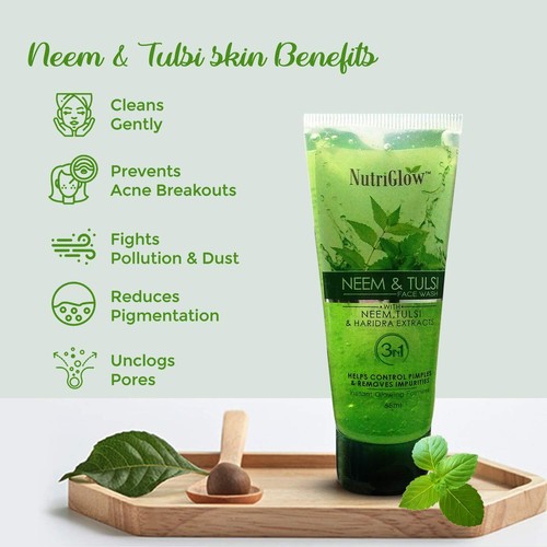 NutriGlow Neem Tulsi + Gold Kesar + Diamond Radiance Face Wash 65ml ...