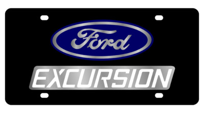 Stealth Black Premium Carbon Steel License Plate with 3D Ford Excursion ...
