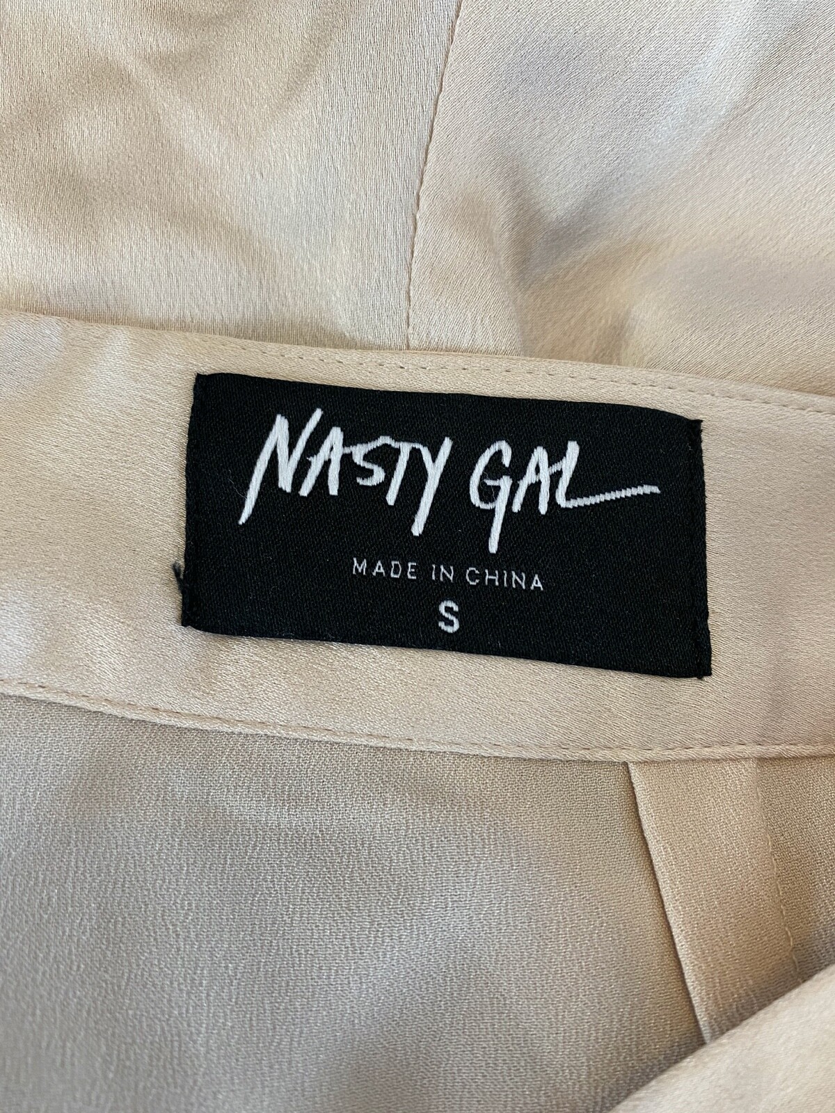 NEW Nasty Gal Pleated Satin Wide Leg Pants Size Small Champagne Color ...