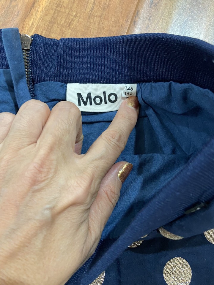 MOLO Girls Dark Navy Blue Gold Polka-Dot sz 146/152 11/12 Bree Golden ...