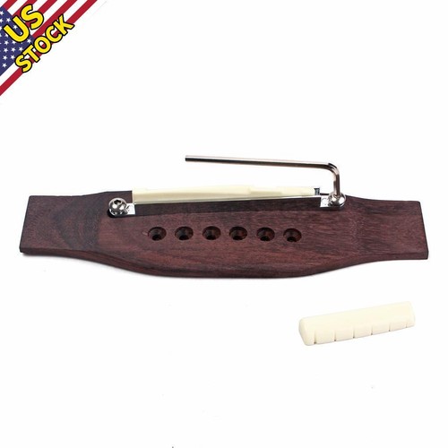 Adjustable Rosewood Guitar Bridge Saddle Nut Kit For Acoustic/Classical ...