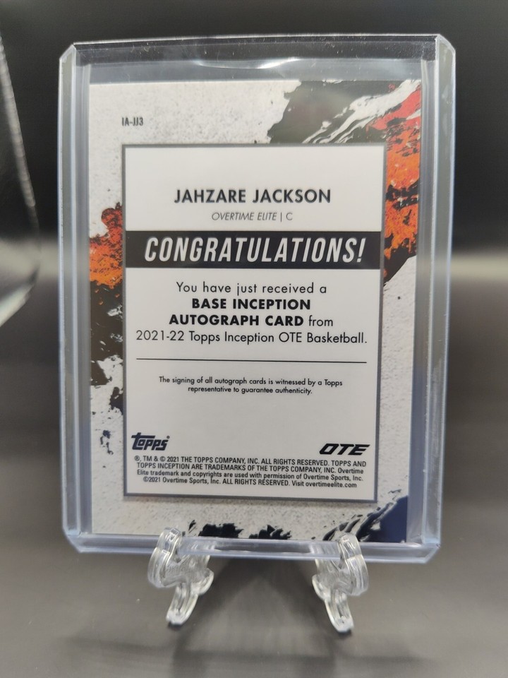 2021 Topps Inception OTE Overtime Elite Orange Auto /50 Jahzare Jackson ...