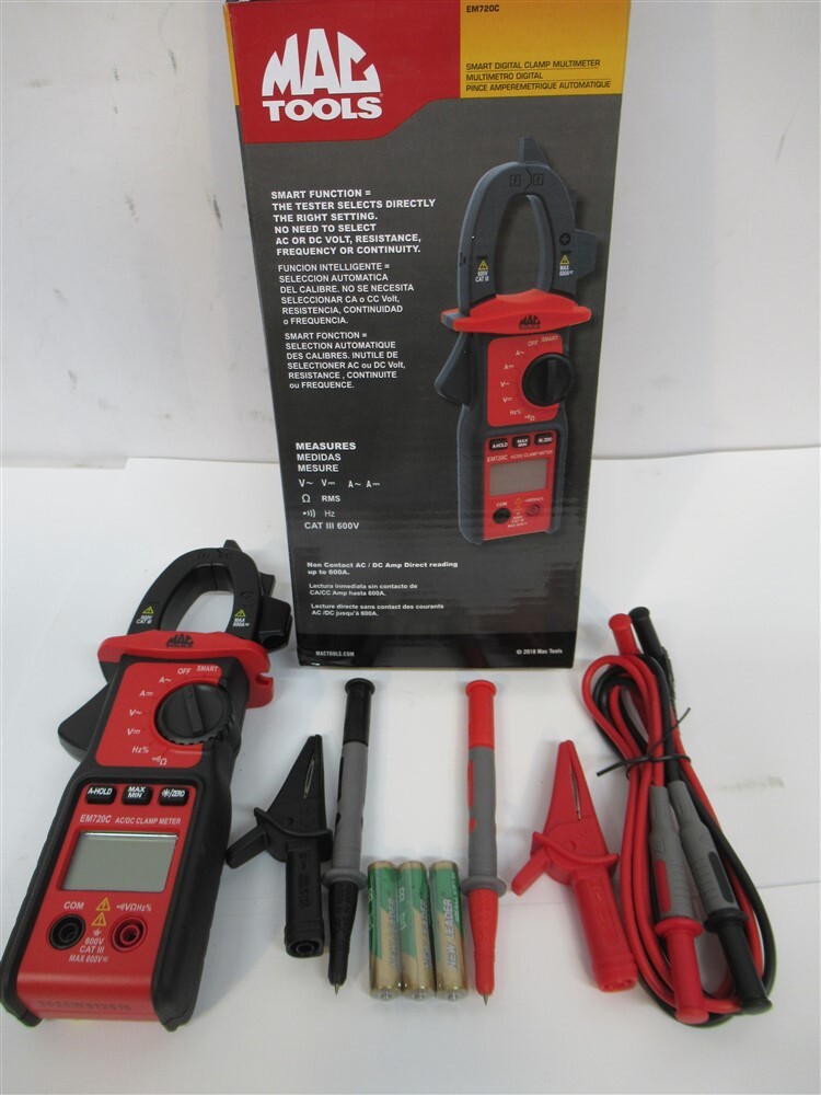 Mac Tools EM720C, Smart Digital Clamp Multimeter - Automatic Selection ...