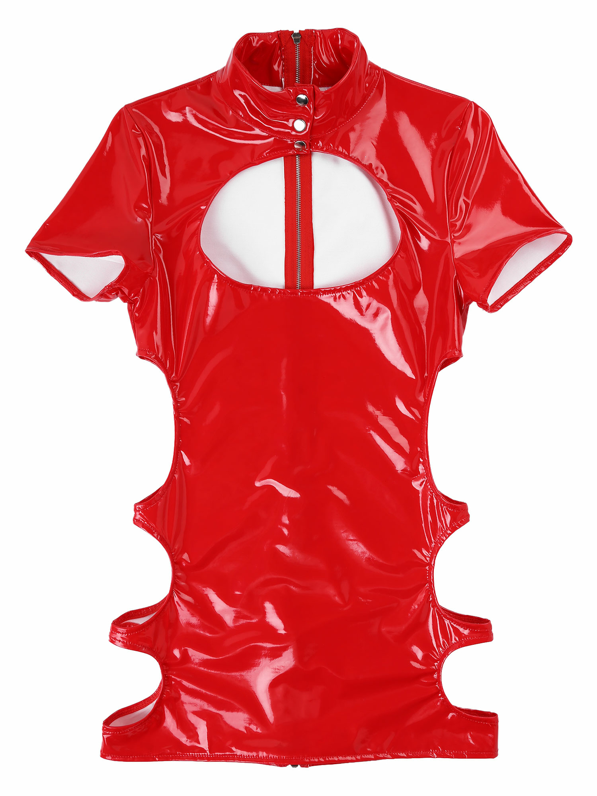 Womens Sexy Leather Wet Look Bodycon Party Evening Cocktail Mini Dress