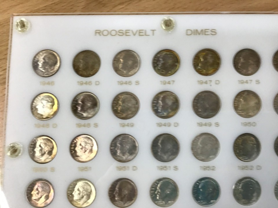 1946-69 Roosevelt Silver Dime Set of 56 Brilliant Uncirculated Coins ...