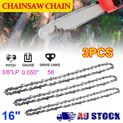 3X 16 Inch Chainsaw Chains 56DL 3/8LP .050 Fit MCCULLOCH M3816 M3616 ...