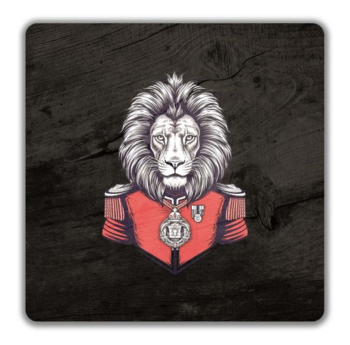 King Lion 2 Pack Drinks Coasters Red Military Uniform Royal Gift - 9cm ...
