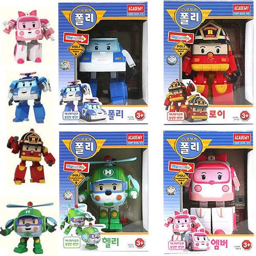 Robocar Poli Helly Amber Roy Transforming Robot set Korean animation ...