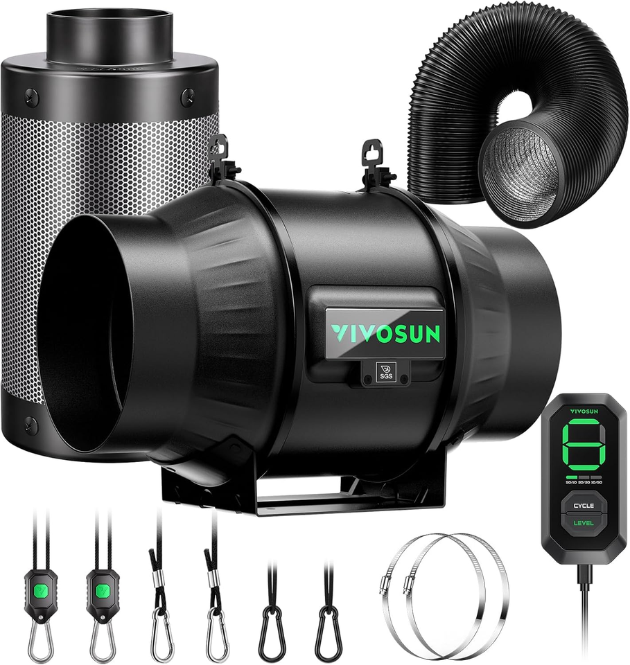 Smart Air Filtration T6 Kit 6", Aerozesh T6 Inline Duct Fan with E12 ...