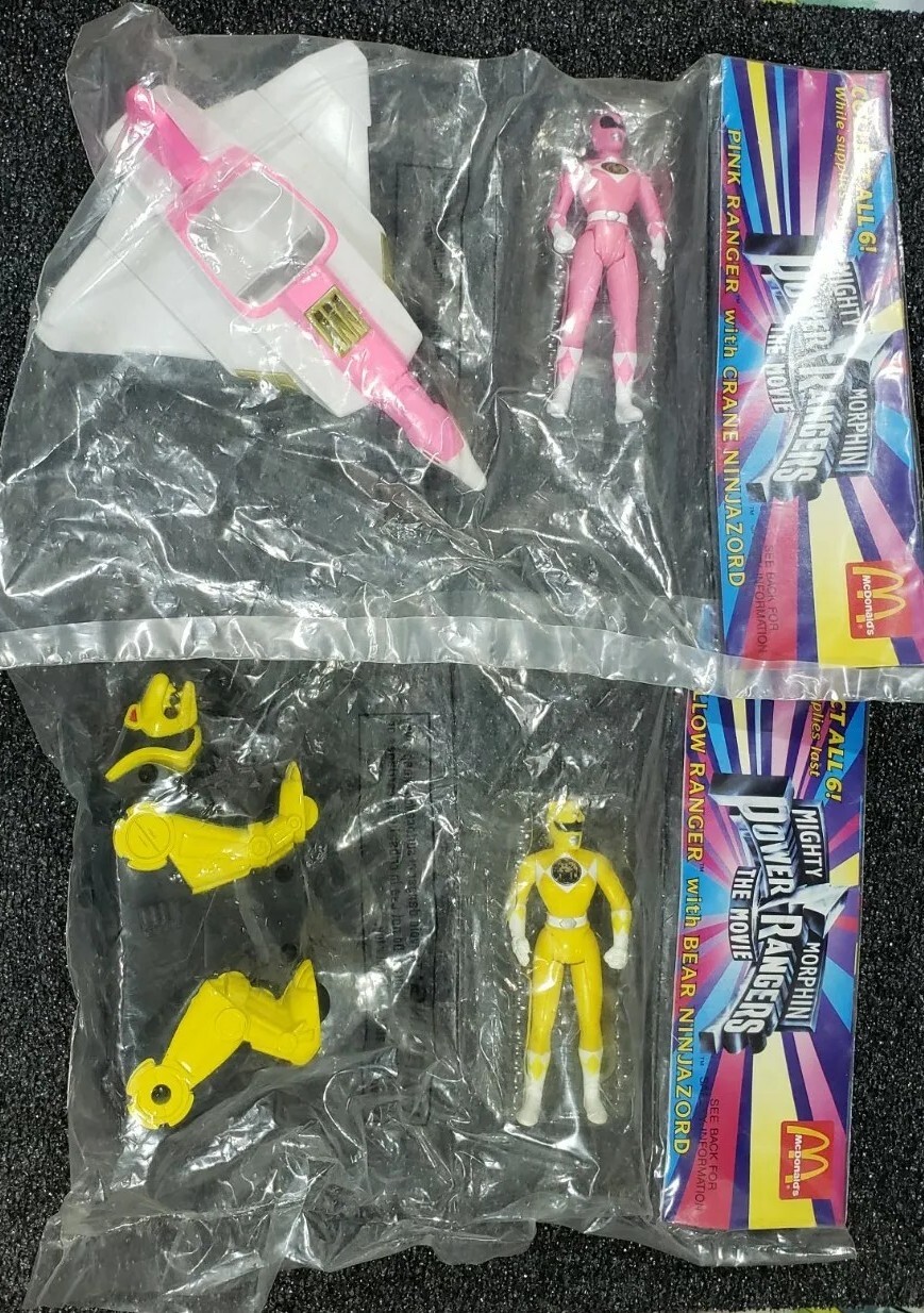 Mighty Morphin Power Rangers-Pink&Yellow Rangers 1995 McDonalds Happy ...