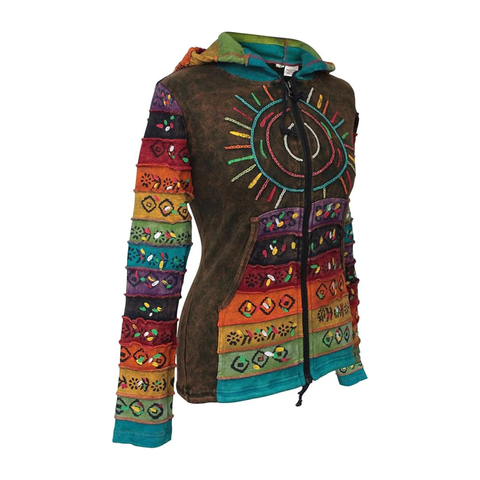 Women's Gothic Boho Sun Patchwork Faded Pixie Hippy Festival Ribs ...