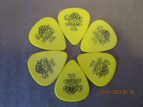 6 PACK DUNLOP TORTEX STANDARD .73MM, YELLOW, GUITAR PICKS #846 | eBay