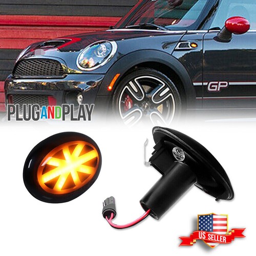 Black Lens UK Flag Side Marker Amber LED Lights For MINI Cooper R55 R56 ...