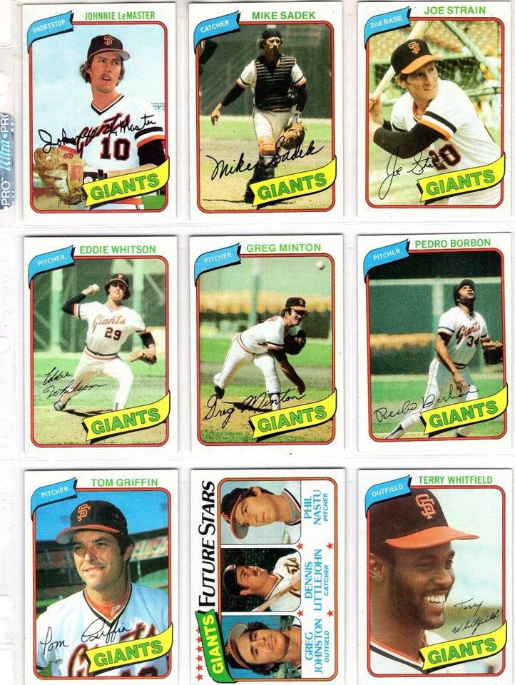 1980 Topps San Francisco Giants Team Set 27 Cards NM-NM/MT McCovey Blue ...