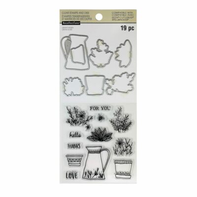 Botanical Clear Stamp & Die Set by Recollections, 19 pc, Thanks Love ...