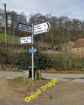 Photo 6x4 A very small green triangle Church Houses Signpost at the ...