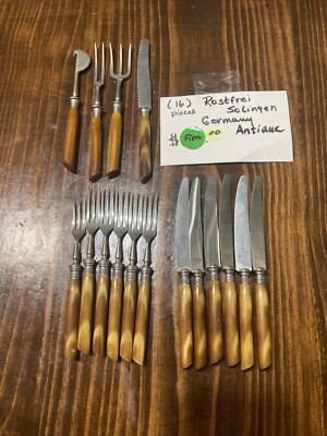 VTG/Antique Rostfrei Solingen 16 Piece Fork/knife FLATWARE & cutlery ...