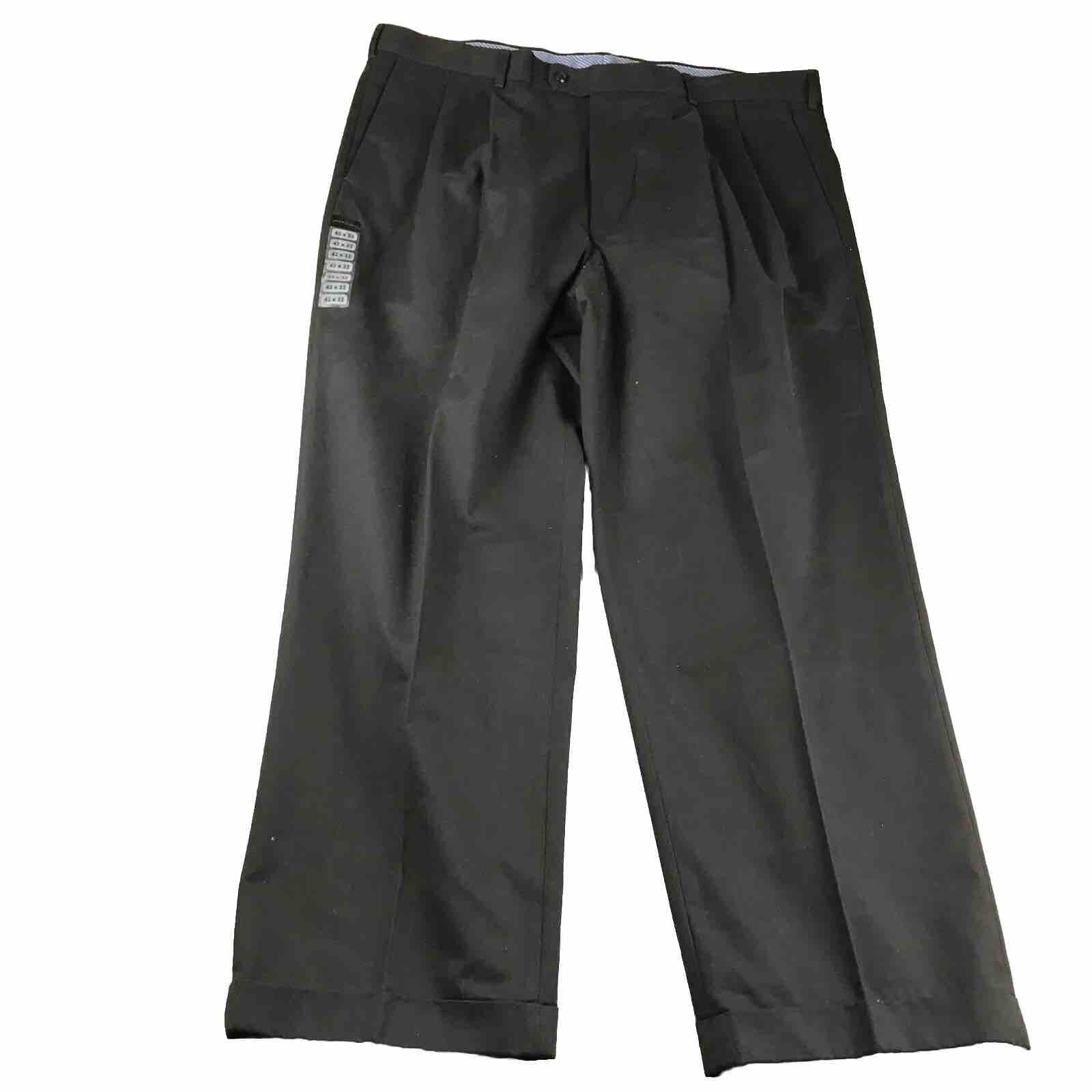 Axist Pants Men 42X32 Black Corporate Khaki Pleated Wrinkle Resistant ...