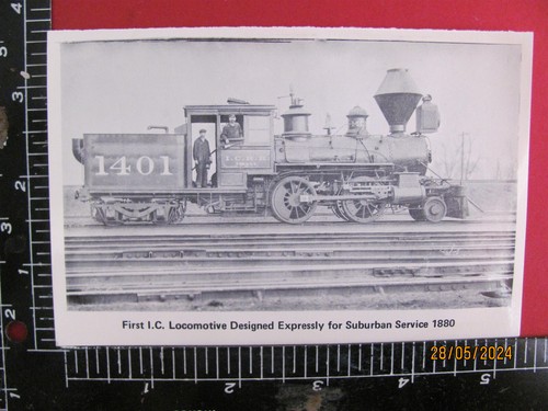 ILLINOIS CENTRAL RAILROAD 2-4-4T LOCOMOTIVE #1401 RPPC PRINTED PHOTO ...