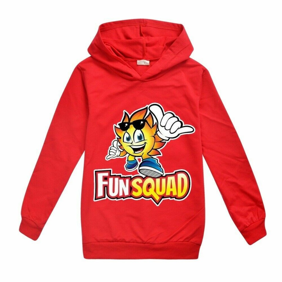 Kids Fun Squad Gaming Print Long Sleeve Hoodie Hooded Tops Jumper ...
