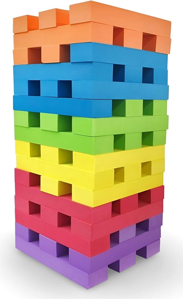 60 Blocks Giant EVA Foam Tumbling Tower Up To 1.2m High Family Party ...