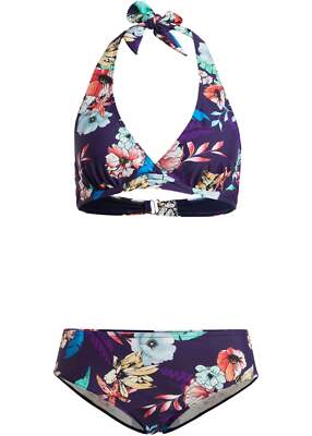 2-tlg Neckholder Bikini Gr. 42 Cup 80 D Dunkelblau Bademode Badeanzug ...