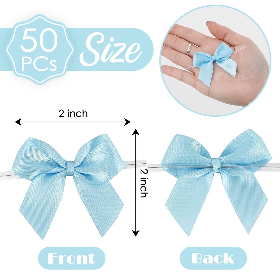 Baby Blue Satin Bows 2 Satin Bow for Gift Wrapping Small Bows with ...