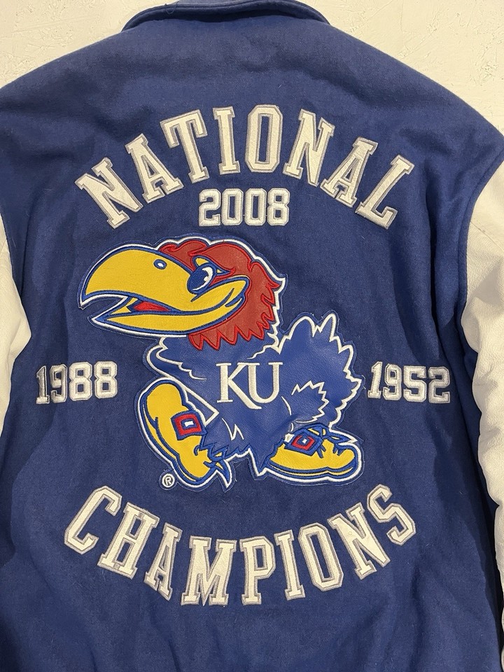 Kansas University KU Jayhawks National Champions 2008 Leather Jacket L ...