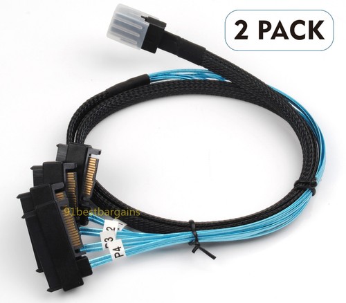 2X TOP Mini SAS 36 Pins SFF-8087 to 4 SFF-8482 Connectors With SATA ...