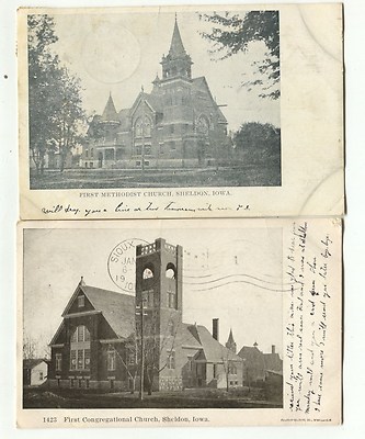 5 1908-1948 Sheldon Iowa postcards 2 Undivided back 1 Real photo RPPC ...